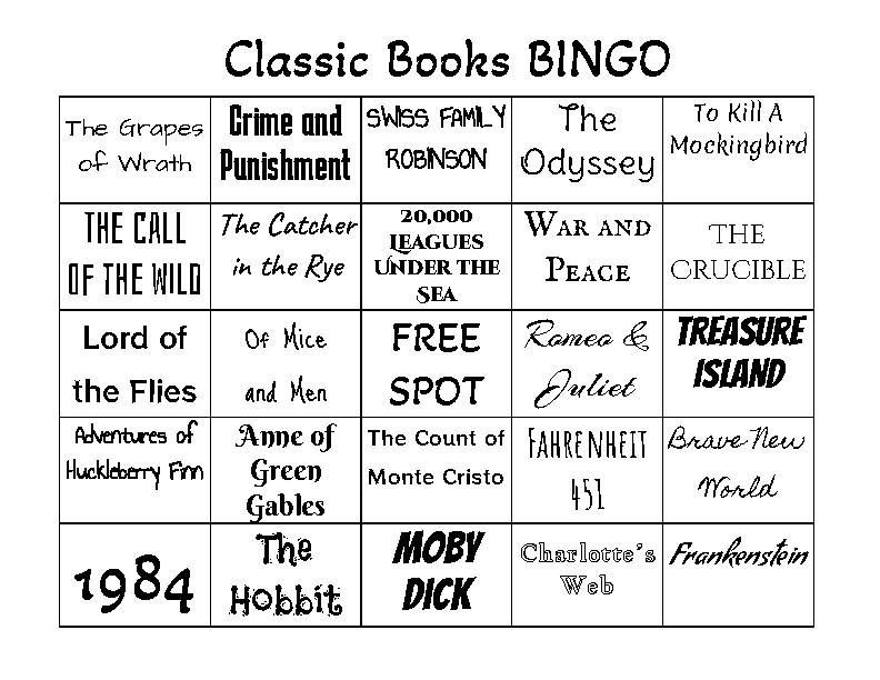 Classic Books BINGO Game - Classful