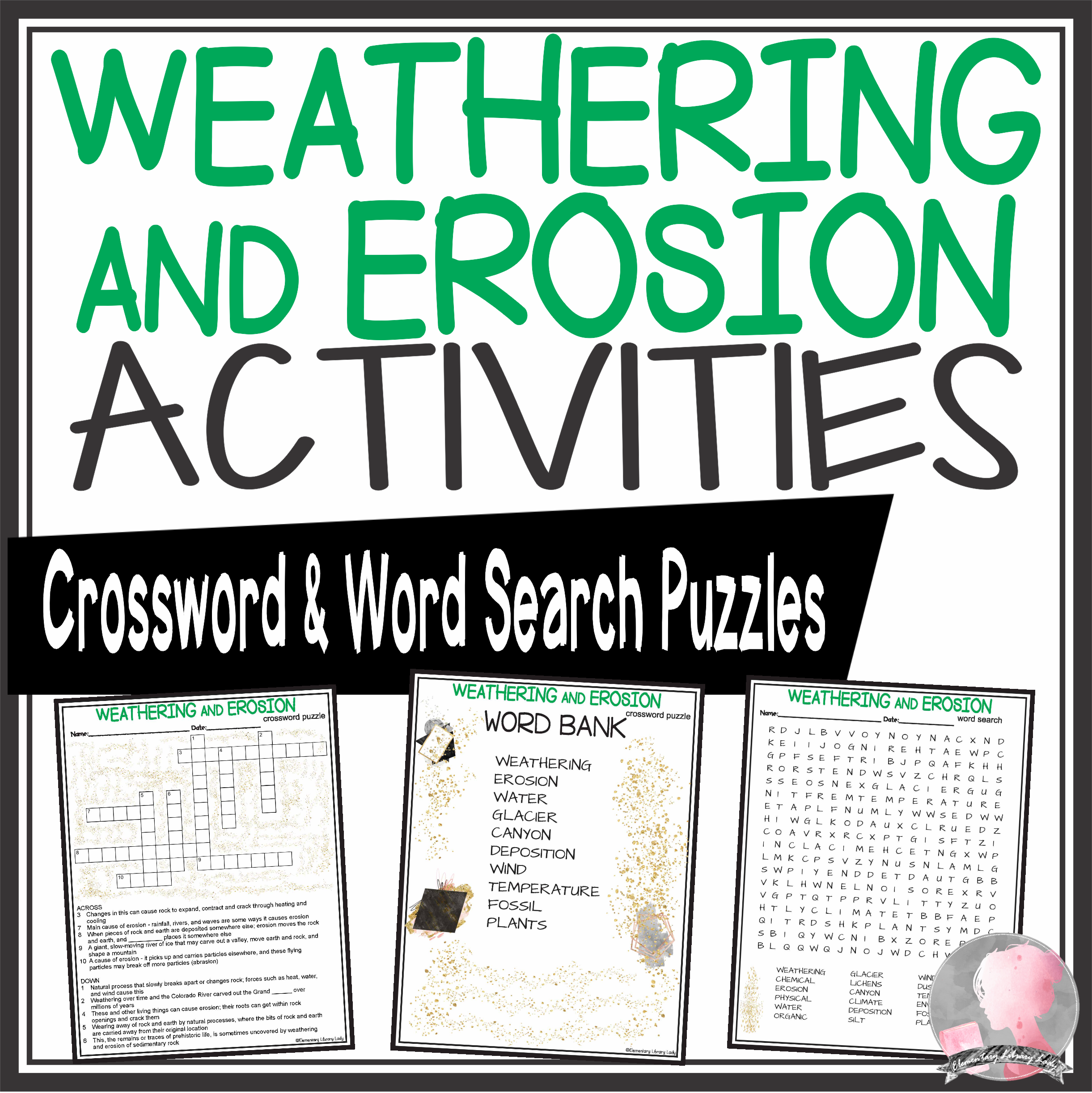 Weathering and Erosion Activities Crossword Puzzle and Word Search ...