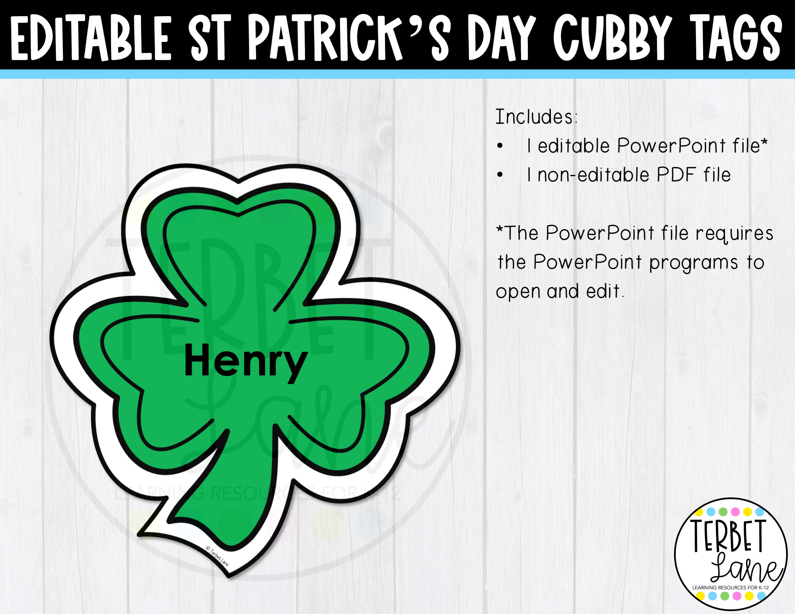 Editable St. Patrick's Day Cubby Tags - Classful