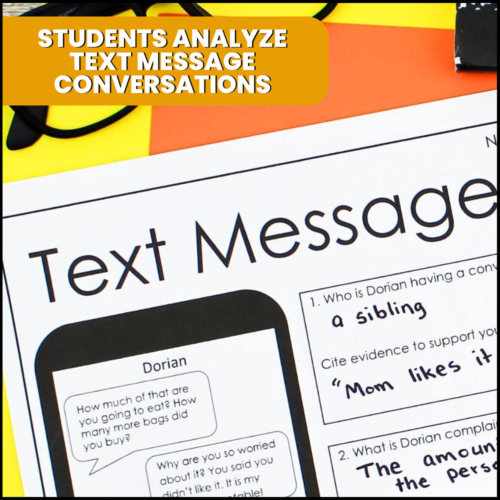 Fall Text Message Analysis Making Inferences & Citing Evidence - Classful