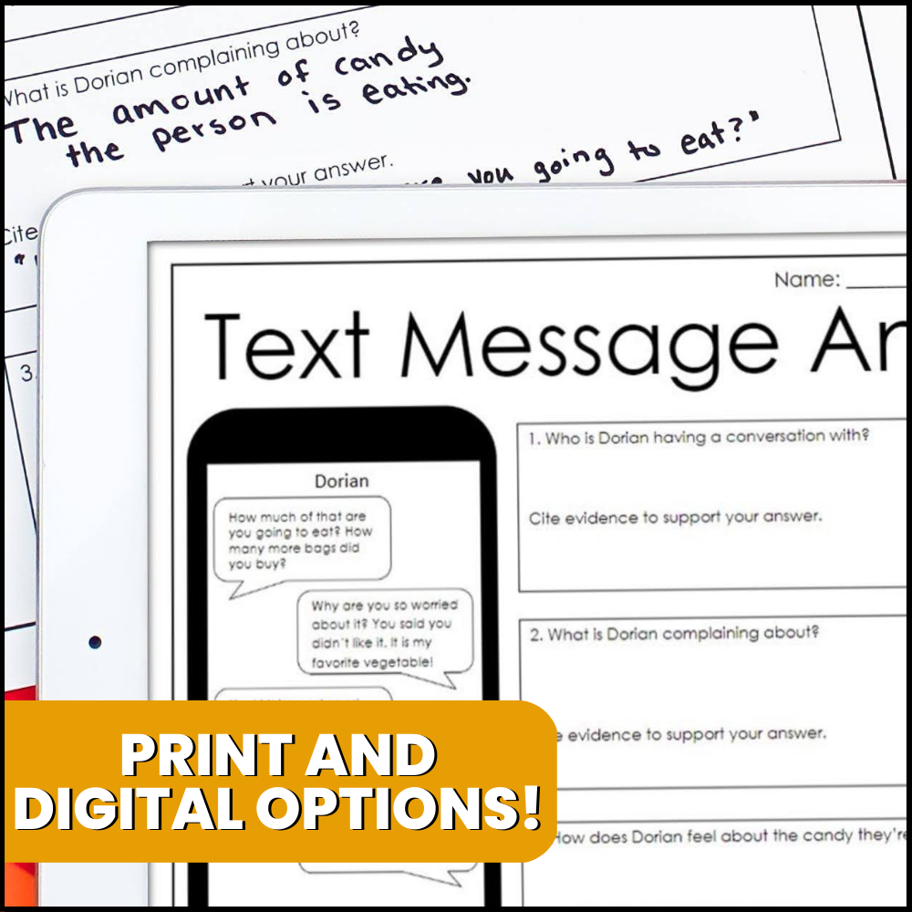 Fall Text Message Analysis Making Inferences & Citing Evidence - Classful