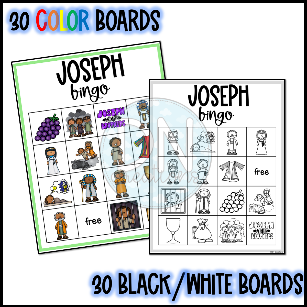 Joseph Bible Bingo l Young Joseph Bingo l Joseph Bible Printables l ...