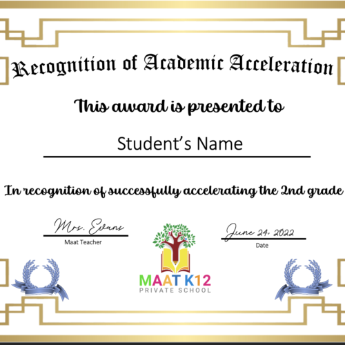 Recognition of Academic Acceleration Certificate - Editable - Classful