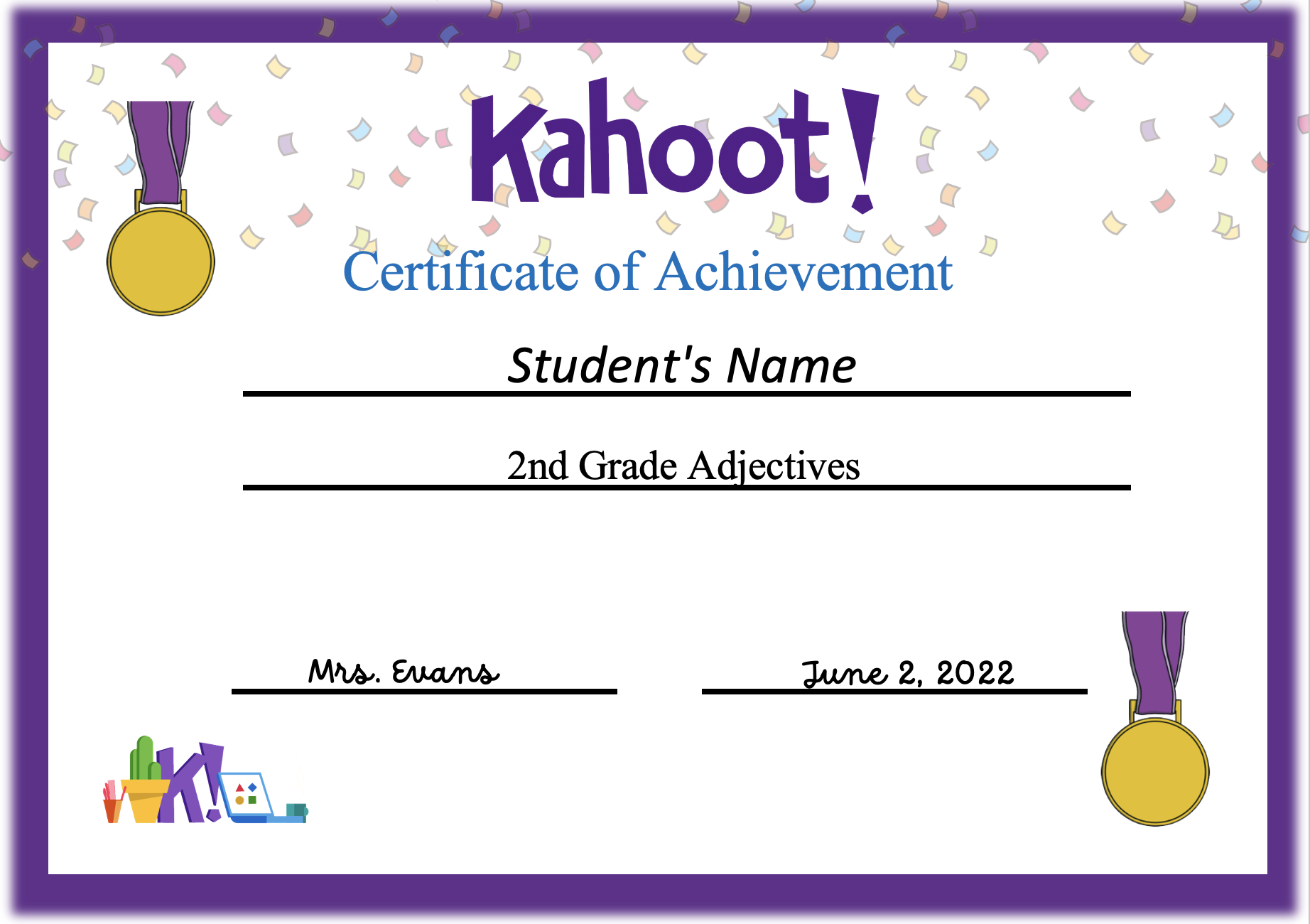 Kahoot Award - Editable - Classful