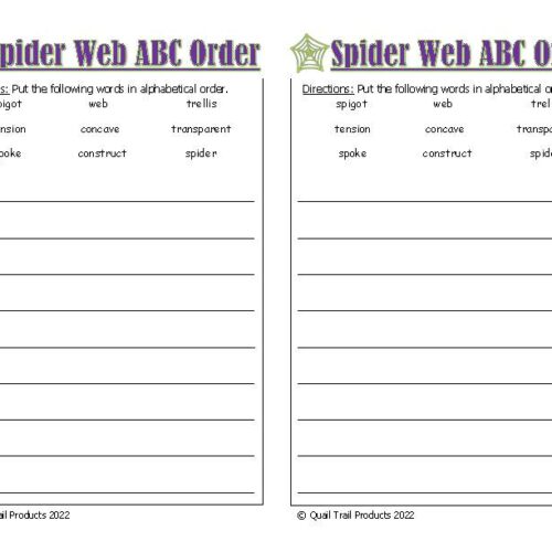 Spider Web Thematic Unit Worksheets and Activities - Classful