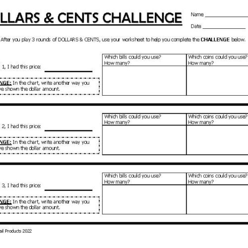 Dollars and Cents Math Card Game - Classful