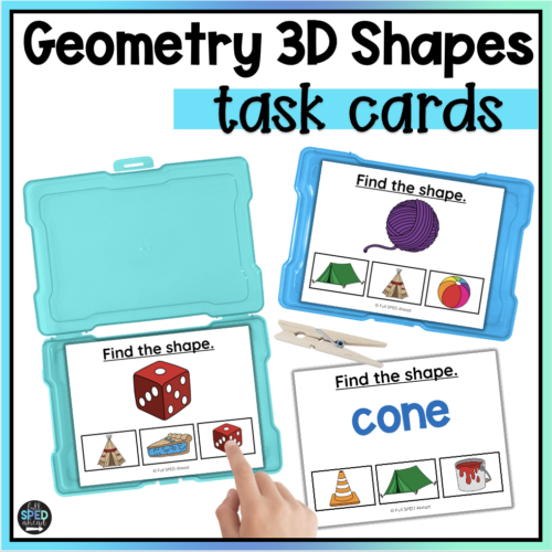 3D Shapes Geometry Math Task Cards for Special Education Work Boxes ...