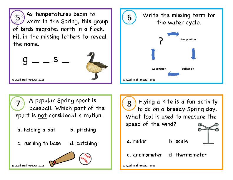 Grade 3 Springtime Science Task Cards - Classful