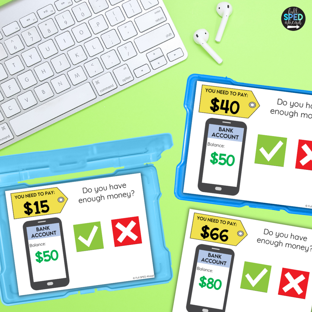 Free Money Management & Budgeting Bank Account Task Cards for Special ...