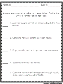 Super Simple Worksheets ~ Grammar ~ Concrete Nouns and Abstract Nouns ...