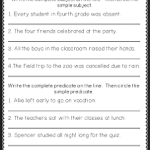 Super Simple Worksheets ~ Grammar ~ Compound Subjects and Predicates ...