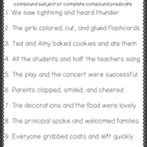 Super Simple Worksheets ~ Grammar ~ Compound Subjects and Predicates ...