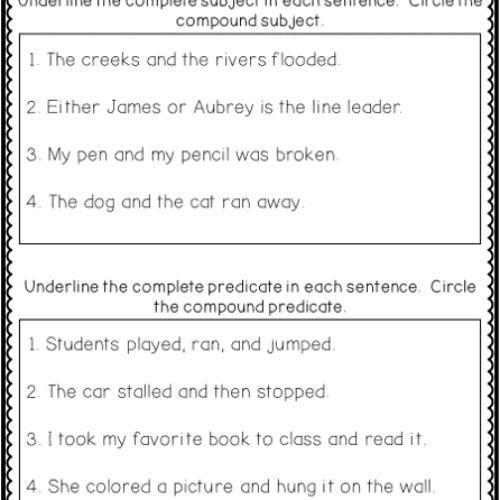 Super Simple Worksheets ~ Grammar ~ Compound Subjects and Predicates ...