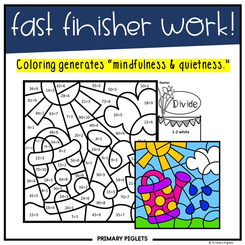 SPRING MATH | SPRING COLOR BY NUMBER | SPRING COLOR BY CODE | DIVISION ...