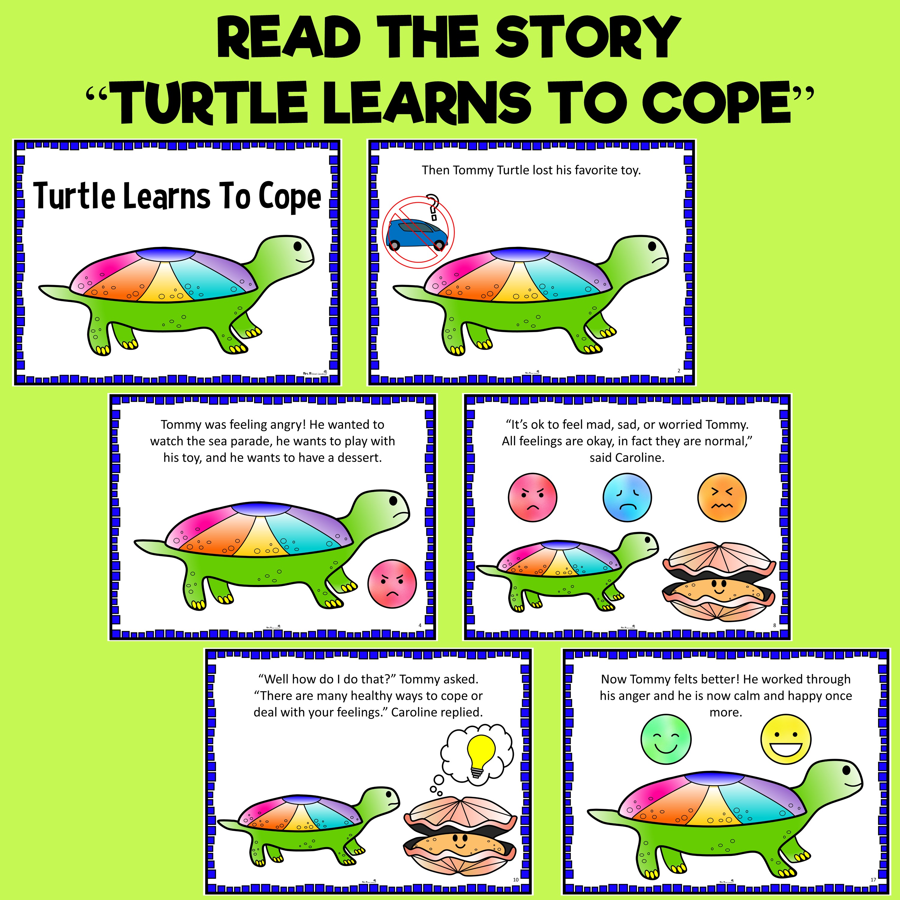 Coping Skills Turtle Craft & Story / Teach Young Students To Deal With ...