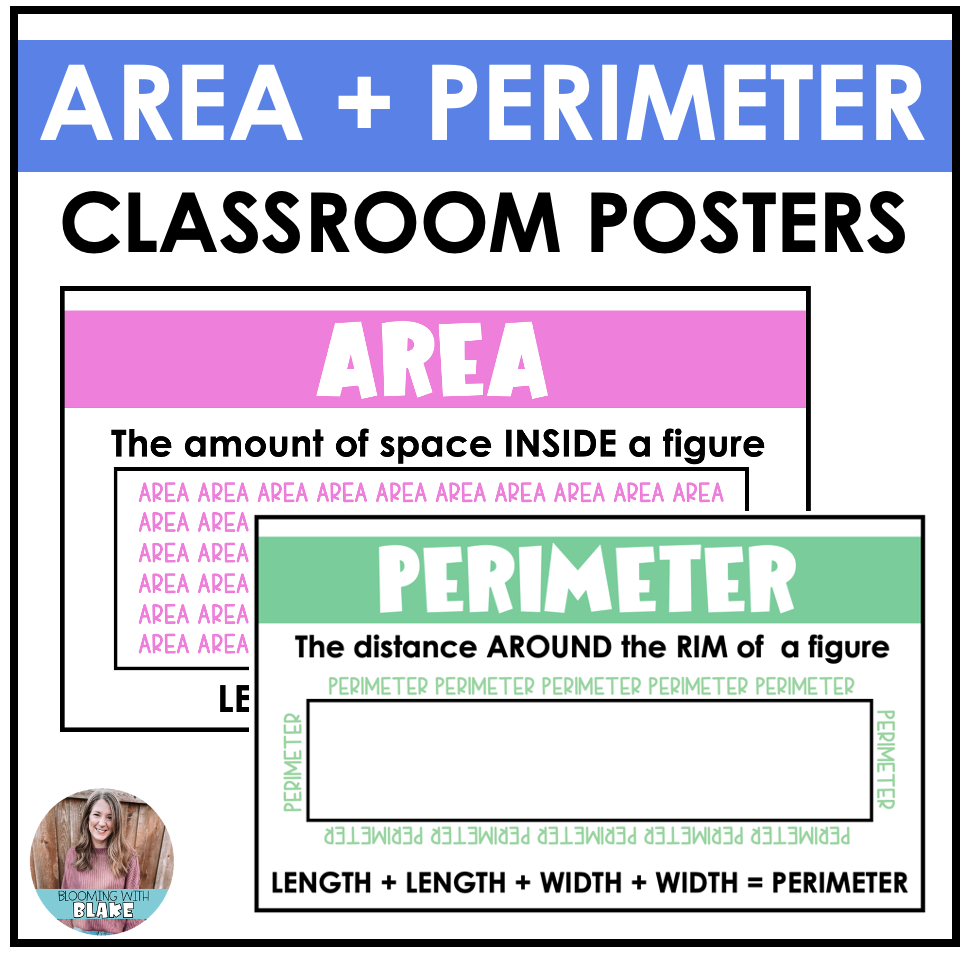 Area and Perimeter Vocabulary Posters | Math Word Wall - Classful