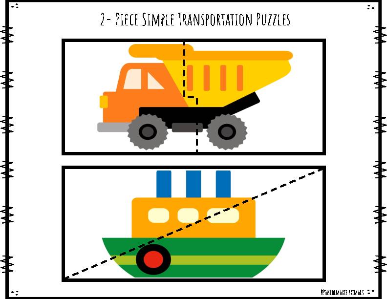 Transportation Themed Printable Puzzles Pack for PreK & Kindergarten ...