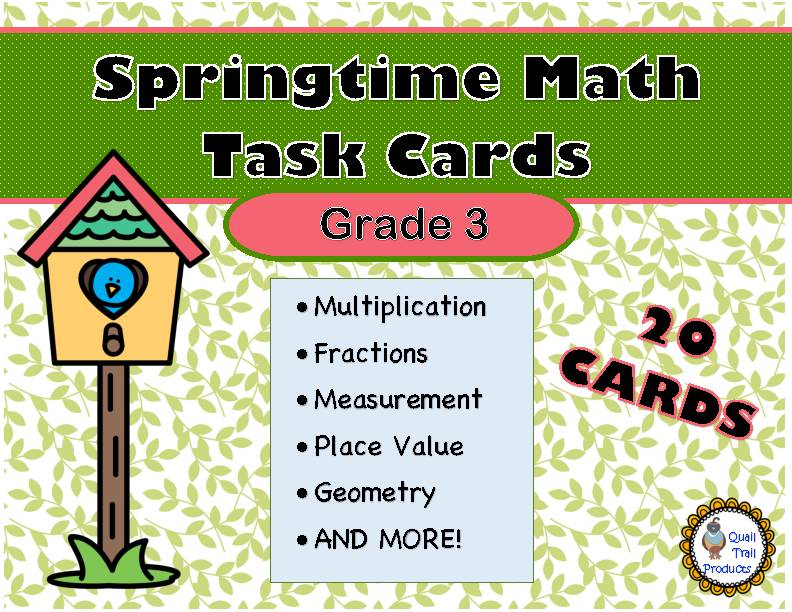 Grade 3 Springtime Math Task Cards - Classful