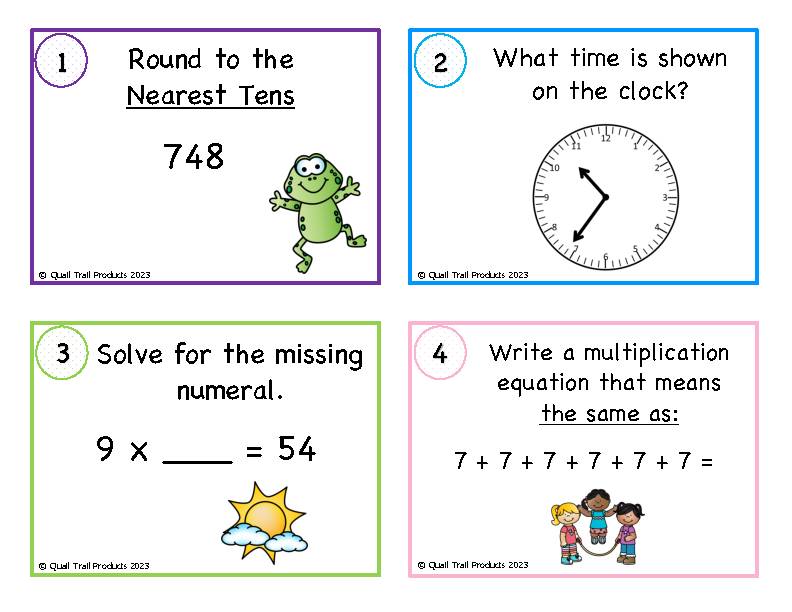 Grade 3 Springtime Math Task Cards - Classful