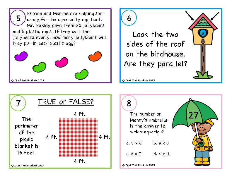 Grade 3 Springtime Math Task Cards - Classful