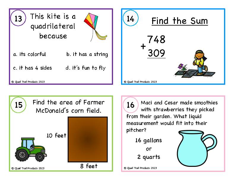 Grade 3 Springtime Math Task Cards - Classful