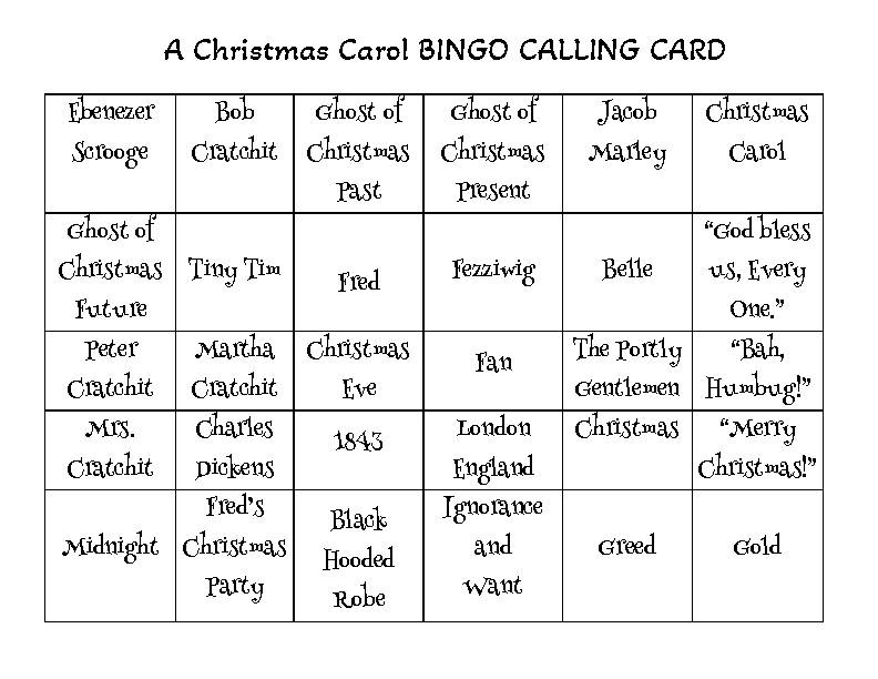 A Christmas Carol BINGO Game - Classful