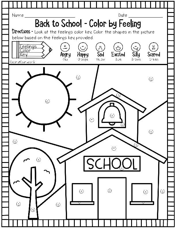 Back to School Color by Feeling Worksheets - Classful