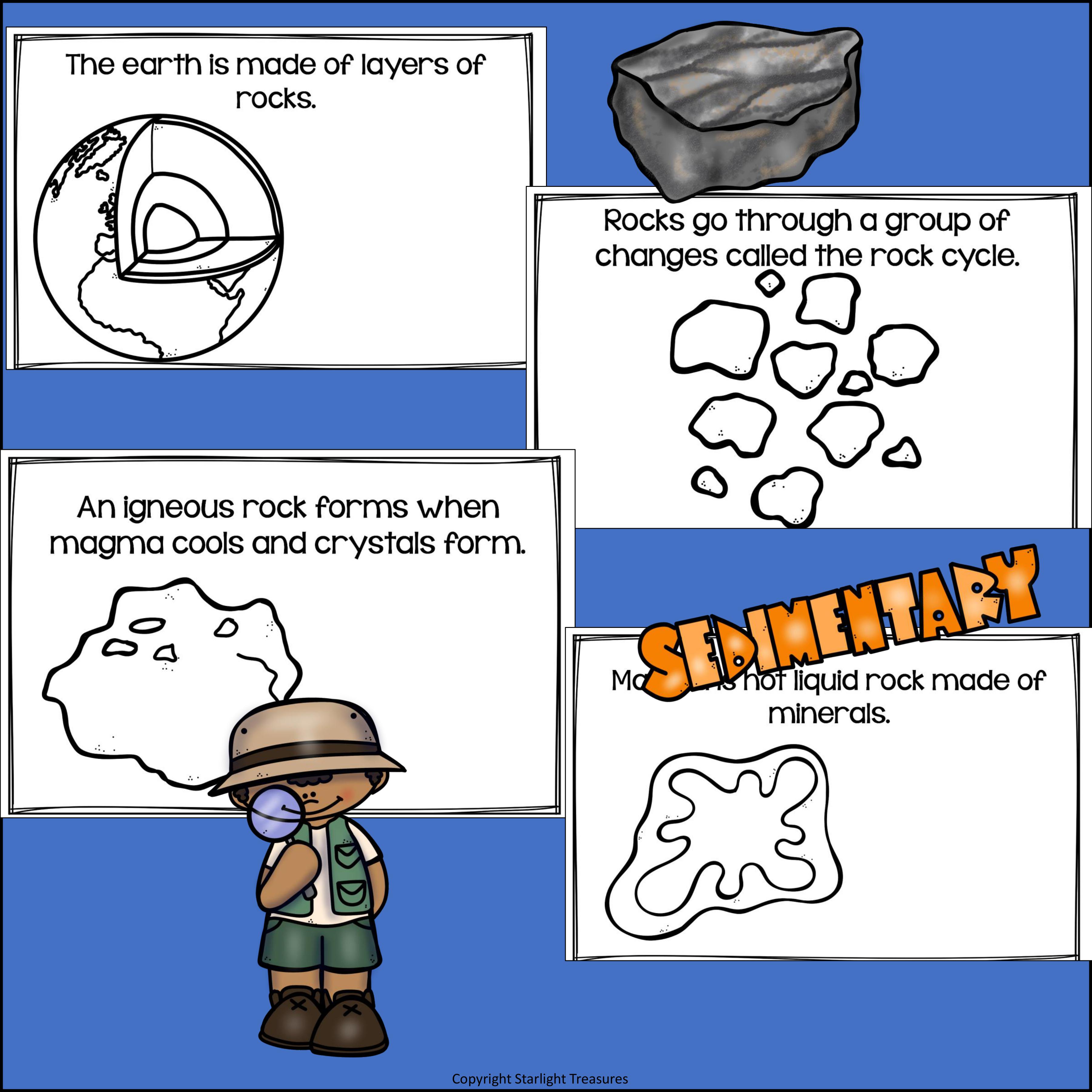 Rock Cycle Mini Book for Early Readers- Rock and Minerals - Classful