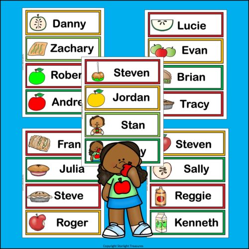 Apple Desk Name Tags - Editable Name Tags - Classful