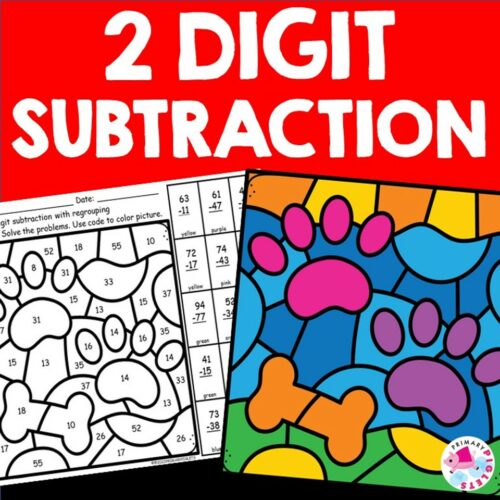2 DIGIT SUBTRACTION WITH REGROUPING | COLOR BY NUMBER | COLOR BY CODE ...