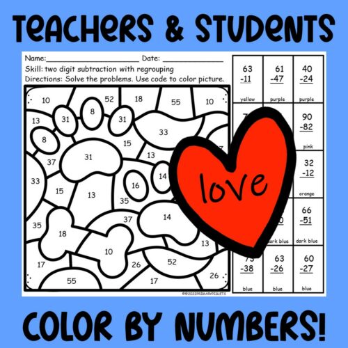 2 DIGIT SUBTRACTION WITH REGROUPING | COLOR BY NUMBER | COLOR BY CODE ...