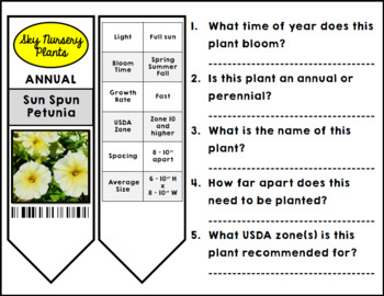 Life Skills - Reading - Gardening - Plants - Comprehension Worksheets ...
