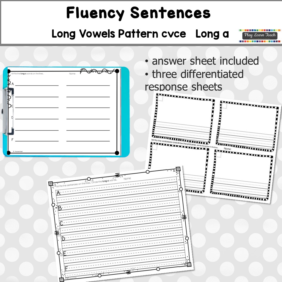 Reading Fluency Sentences Long A CVCe | FREE - Classful