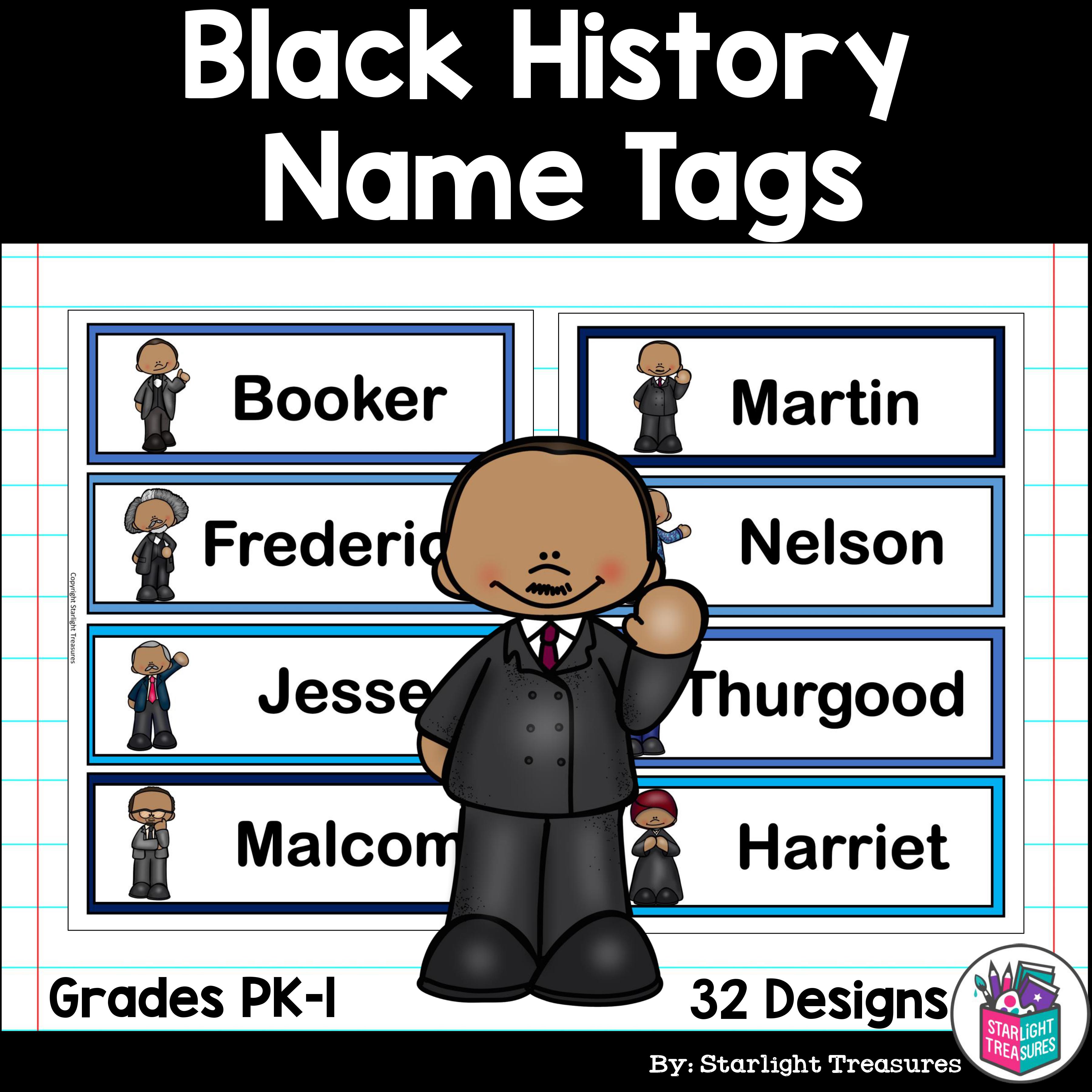 Black History Month Desk Name Tags - Editable Name Tags - Classful