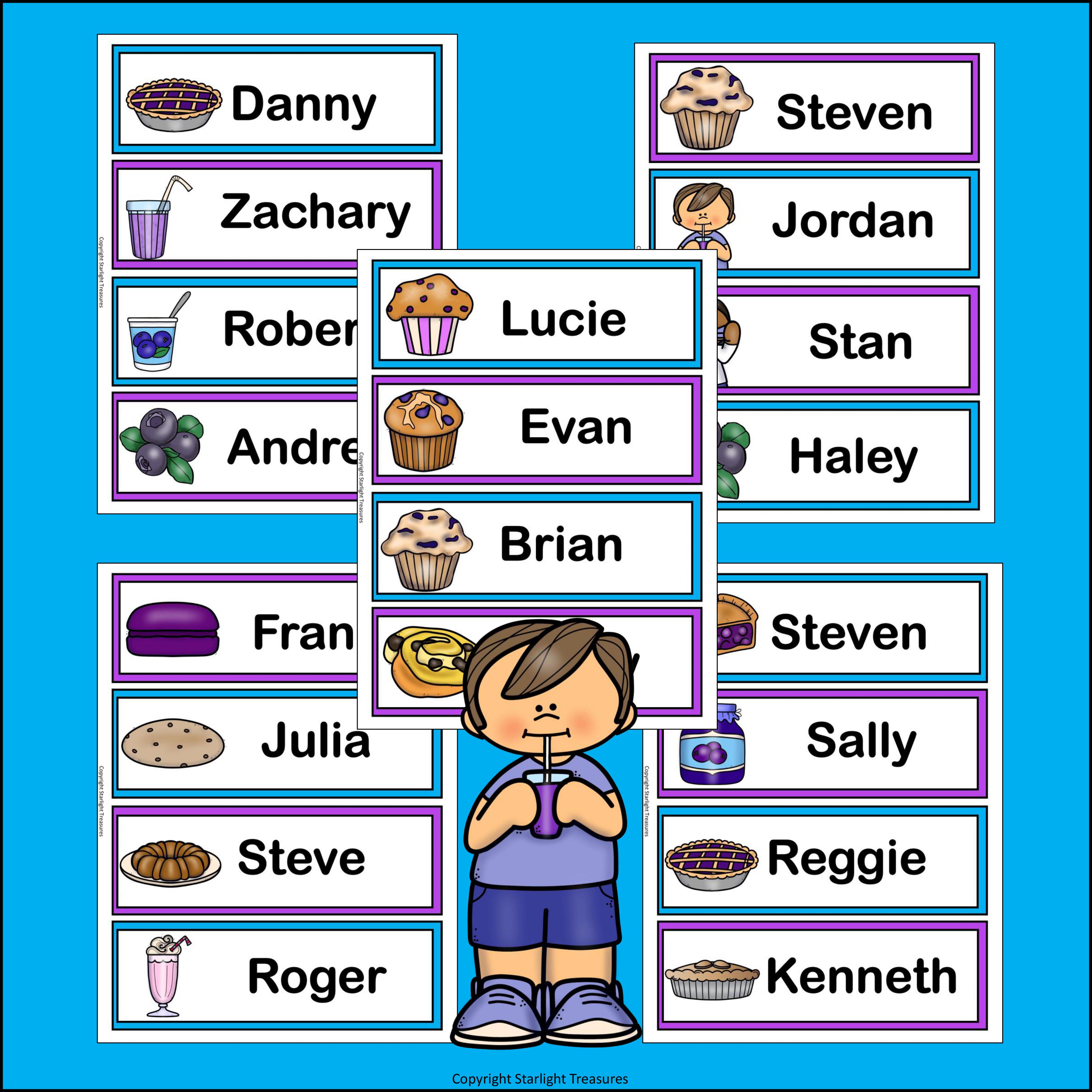 Blueberry Desk Name Tags - Editable Name Tags - Classful