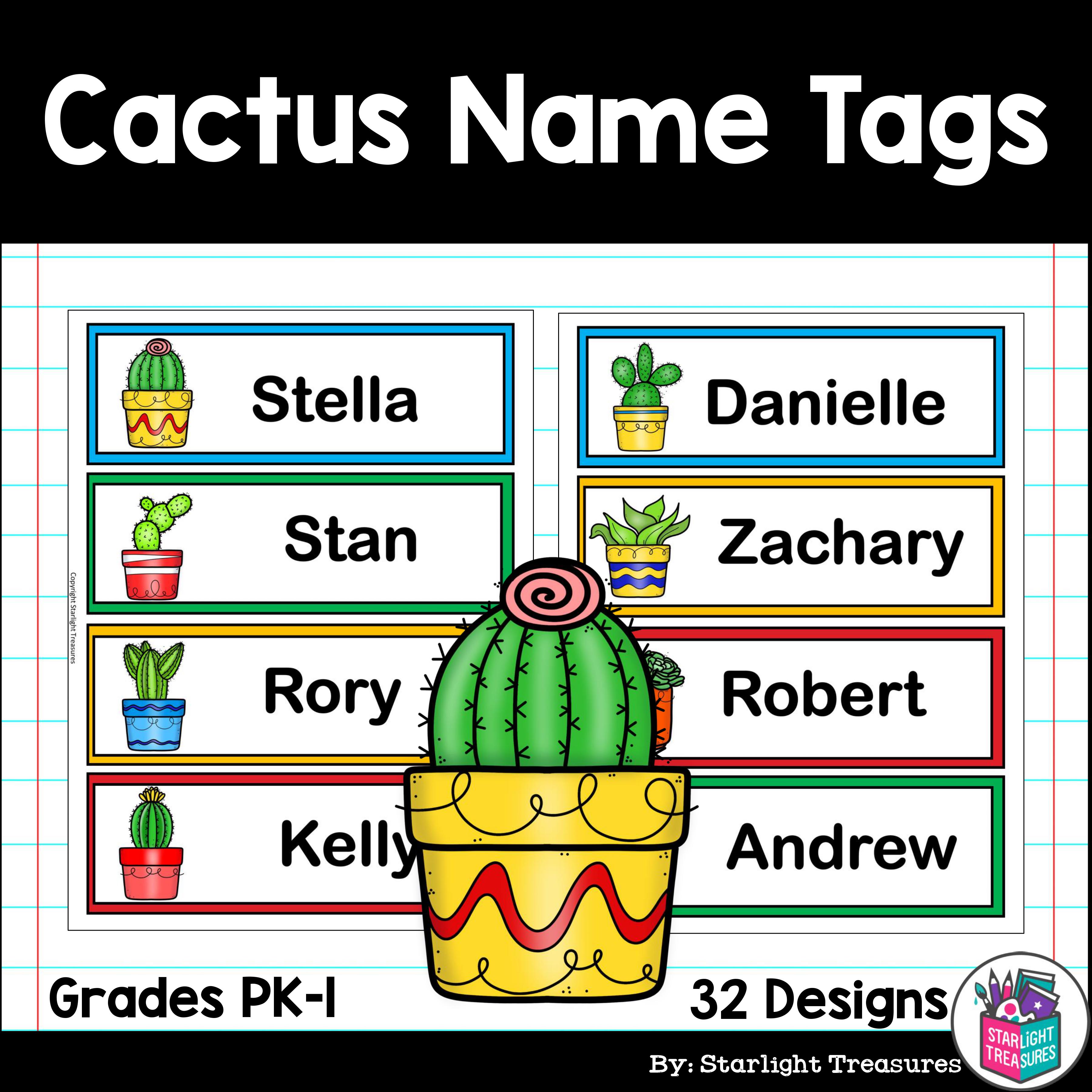 Cactus & Succulents Desk Name Tags - Editable Name Tags - Classful