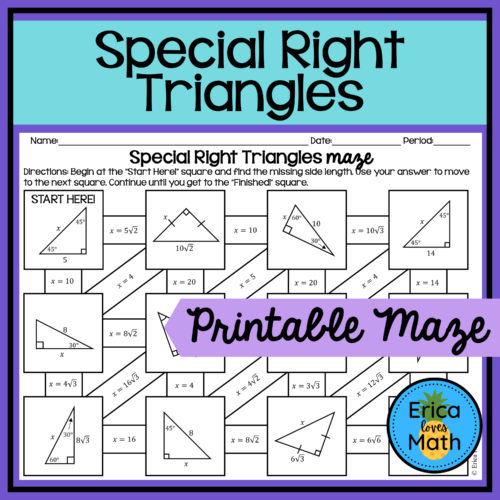 Special Right Triangles Activity Maze - Classful