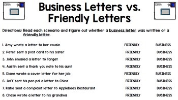 Life Skills - Reading - Writing - Friendly Letters - Special Education ...