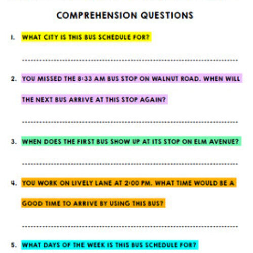 Life Skills - Real World Documents - Reading Comprehension Worksheets ...