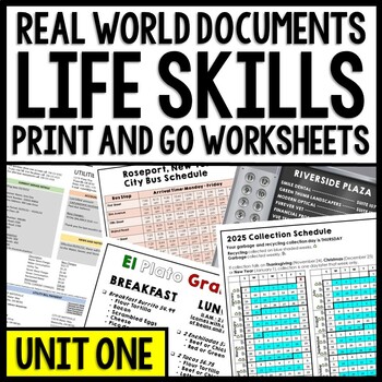 Life Skills - Real World Documents - Reading Comprehension Worksheets ...