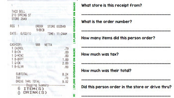 Life Skills - Receipts - Reading - Math - Special Education - Money ...