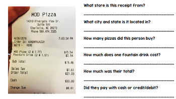 Life Skills - Receipts - Special Education - Math - Shopping - Money ...