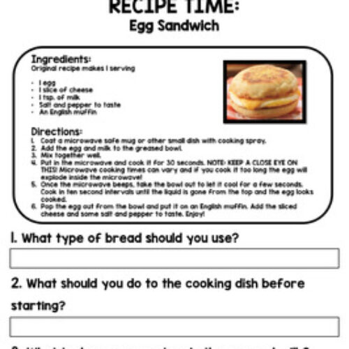 Life Skills - Recipe Comprehension - Cooking - Special Education ...