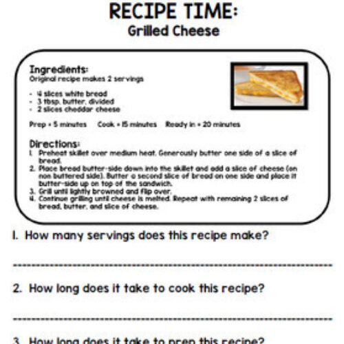 Life Skills - Recipe Comprehension - Cooking - Special Education - Unit ...