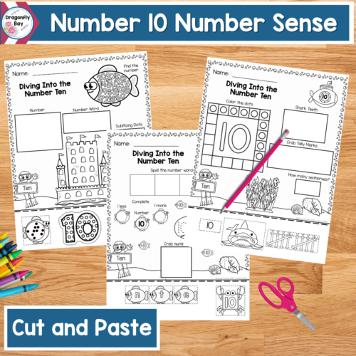 Number 10 Number Sense Worksheets Color by Codes and Center Activities ...