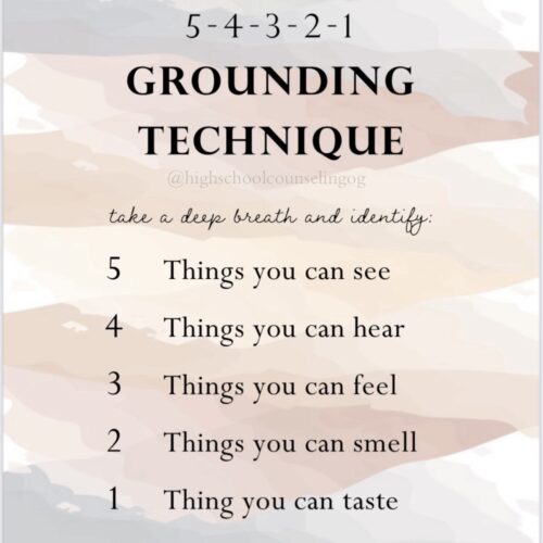 Grounding Technique for High School Students with Anxiety HANDOUT or ...