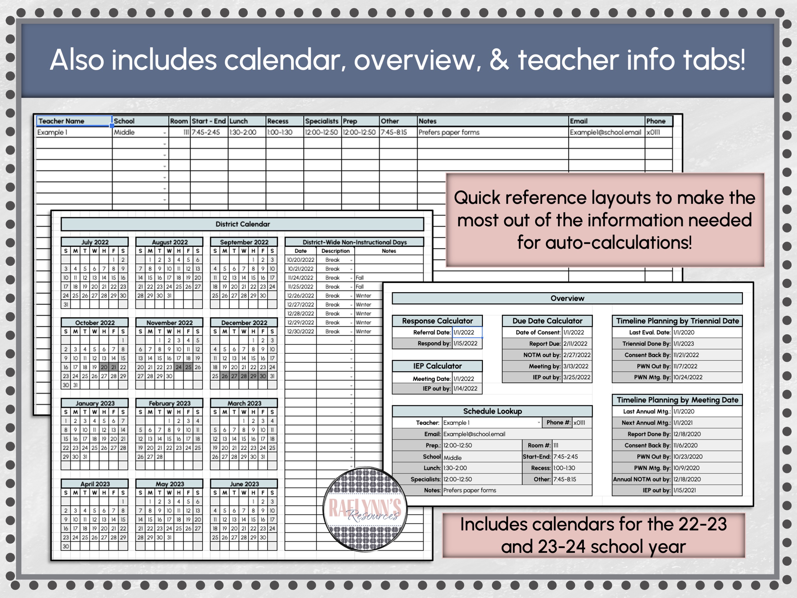 Special Education Evaluation Tracker for Google Sheets - Classful
