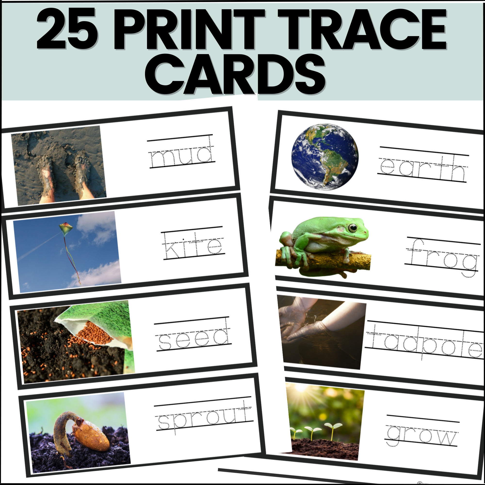 Spring & Earth Day Vocabulary Cards, Traceable Print Cards, & Mini Book ...