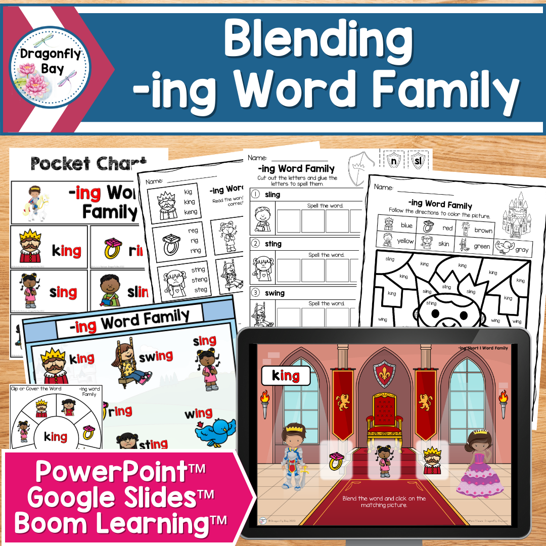 Ing Blending Word Family Worksheets Centers and Digital Game for ...