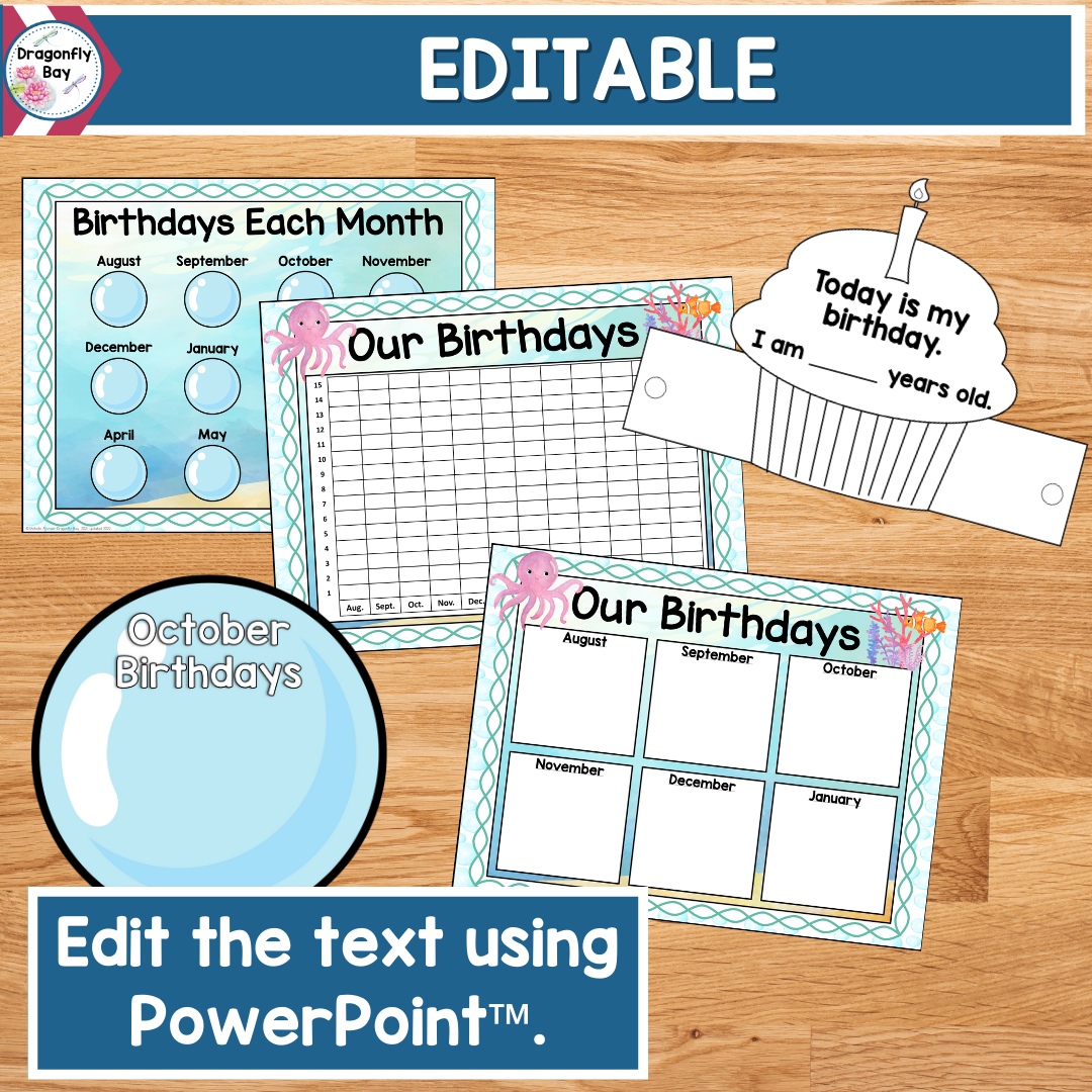 Ocean Bubbles Birthday Bulletin Board Classroom Décor EDITABLE - Classful